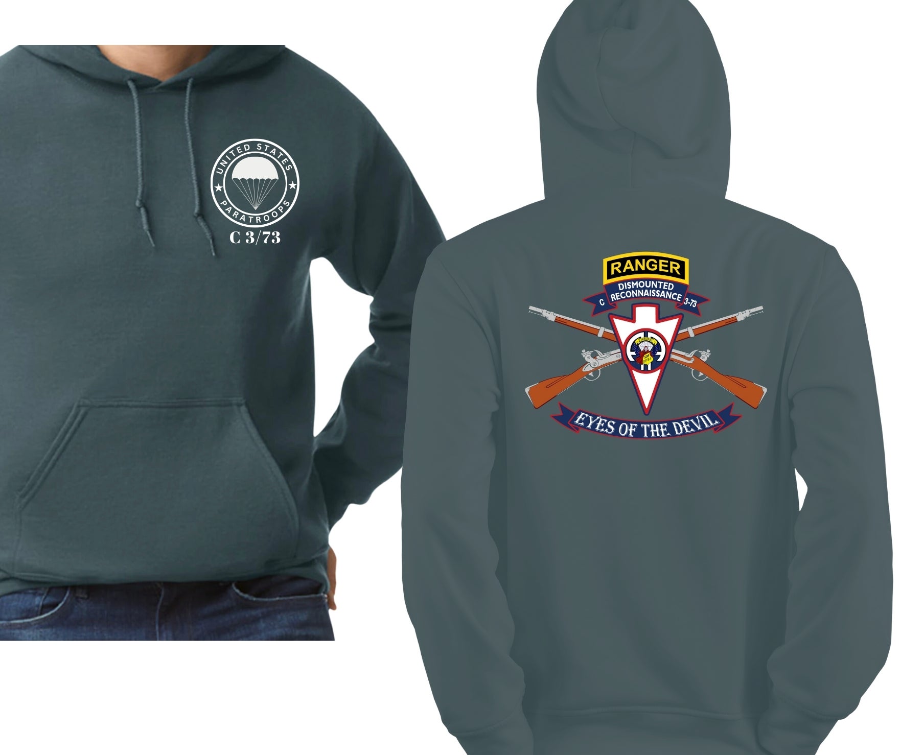 3/73 Charlie Troop - Grey Hoodie | Bent Rail Apparel